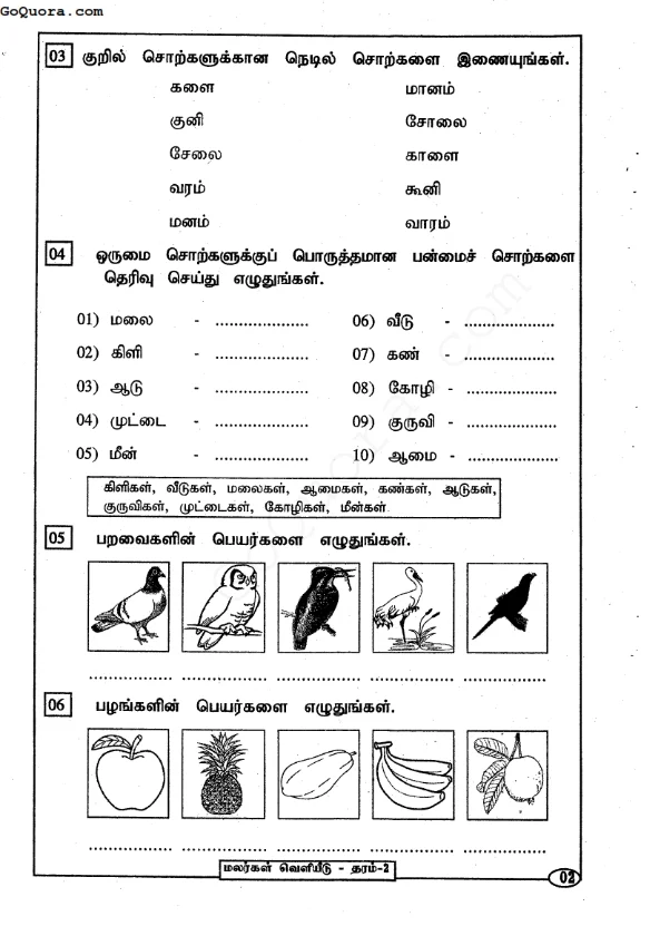 தரம் 2 தேர்ச்சி அடிப்படையான பயிற்சிகள் - goquora.com